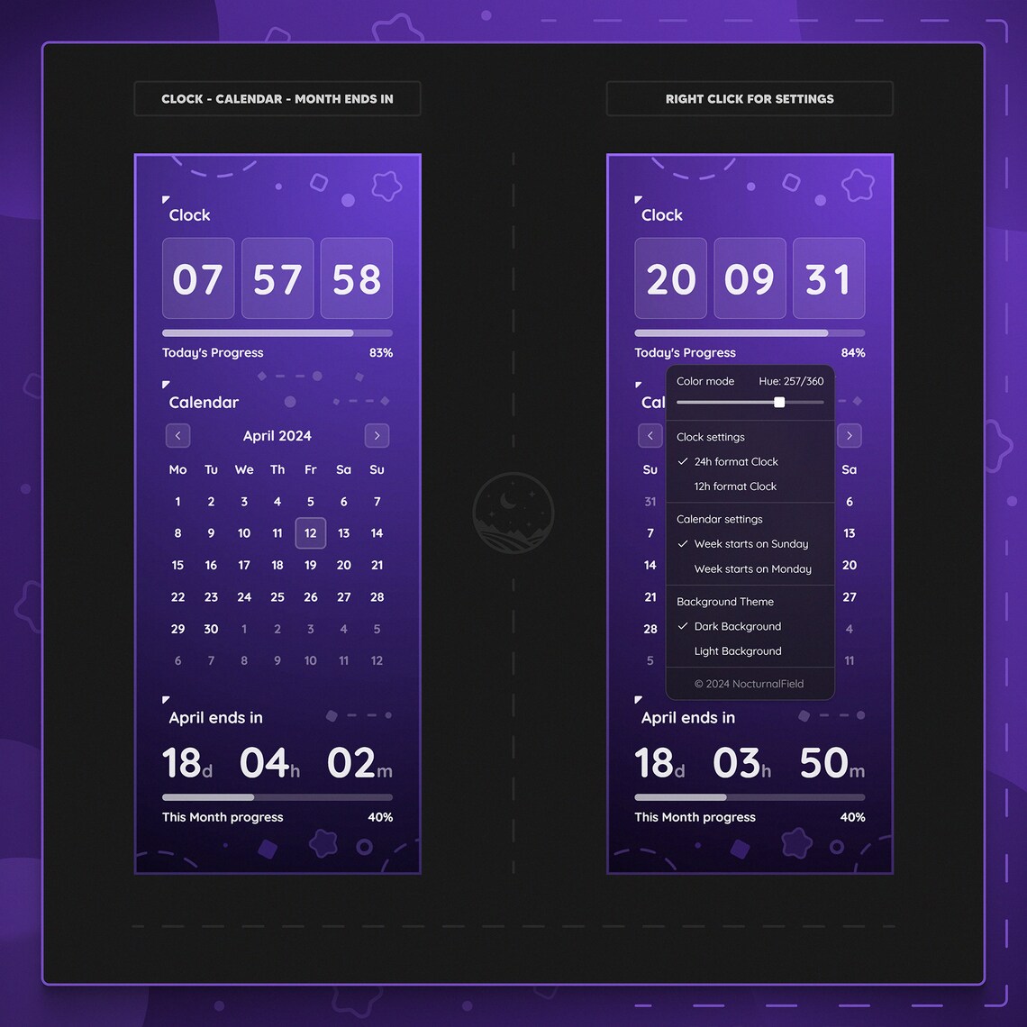 Notion Widget - Clock Widget | Calendar Widget | Monthly Counter Widget ...