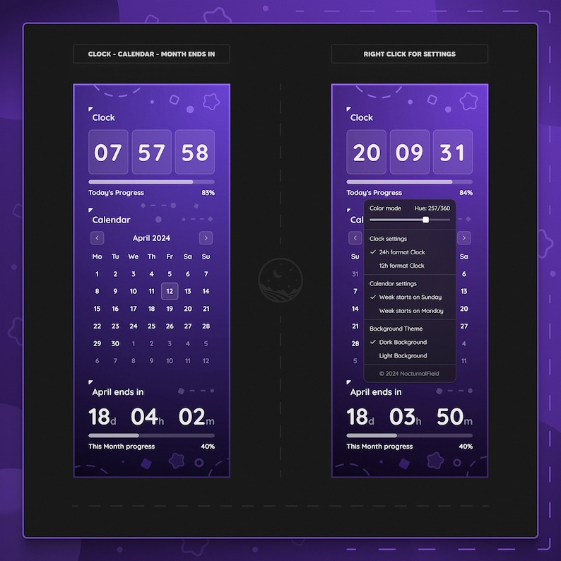 Notion Widget - Clock Widget | Calendar Widget | Monthly Counter Widget ...