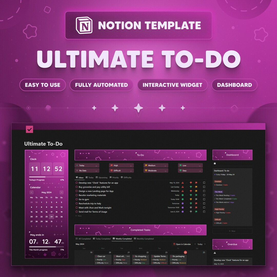 Notion Template Ultimate To-do Notion Template Notion Task Manager Notion To-do ADHD Template ...