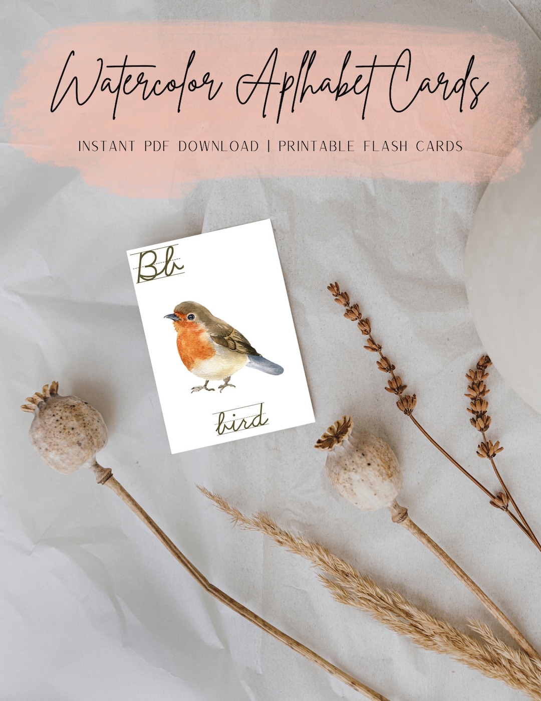 Watercolor Cursive Alphabet Flash Cards - Etsy