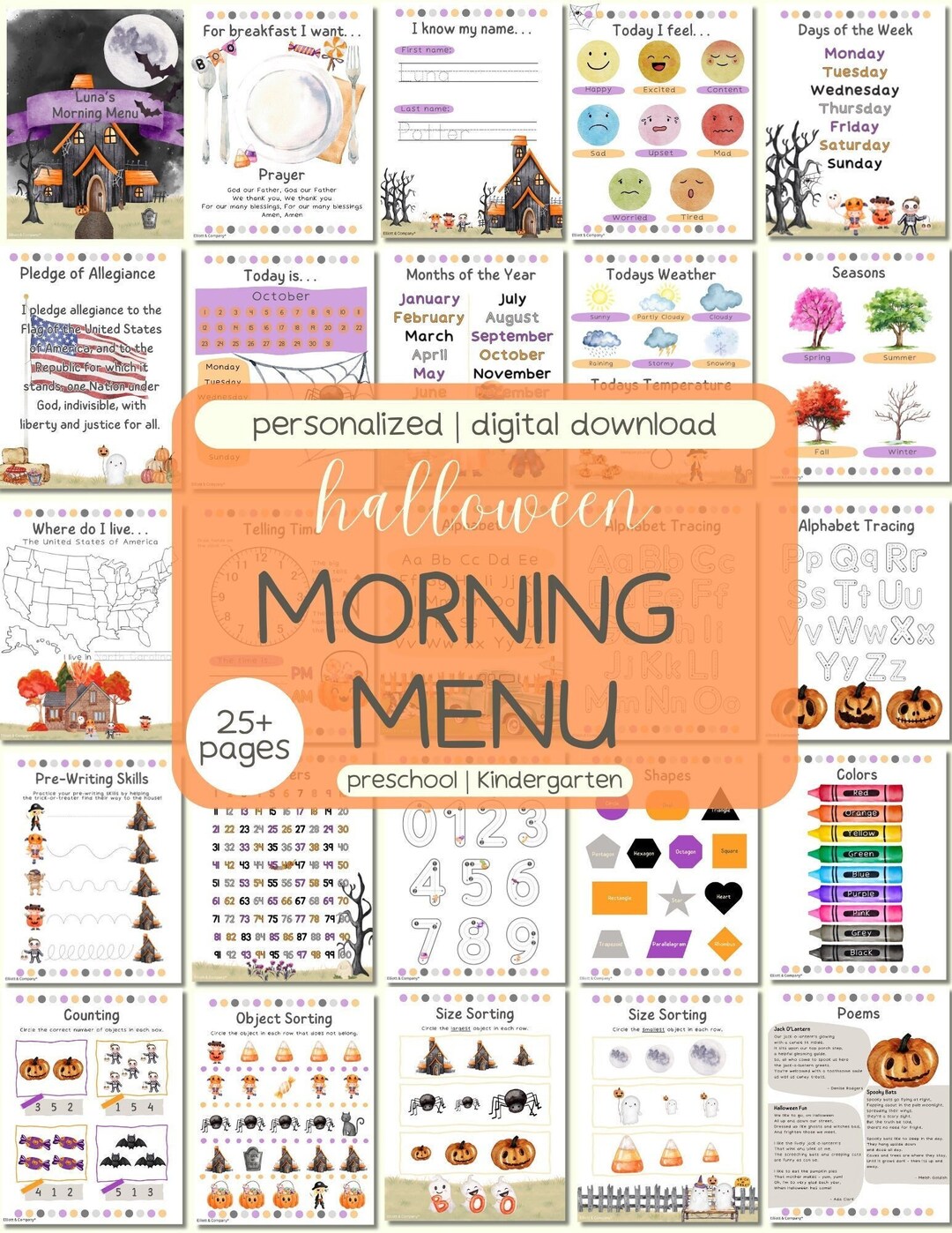 Halloween Morning Menu | October | Toddler | Preschool | Kindergarten ...