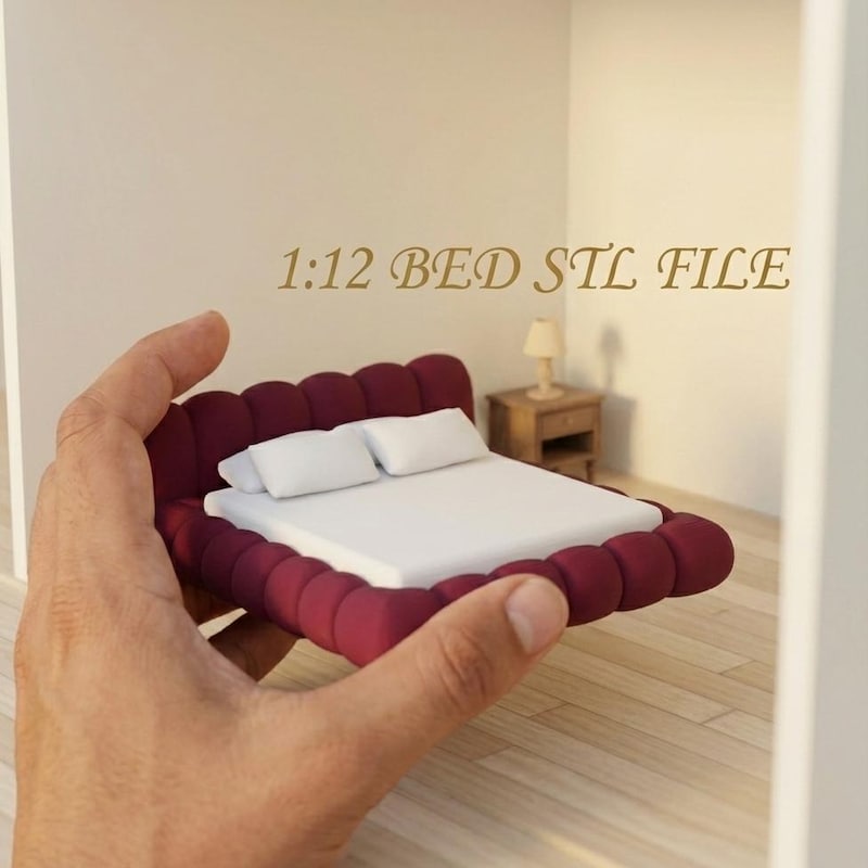 1/12 Scale Modern Bed - Etsy UK