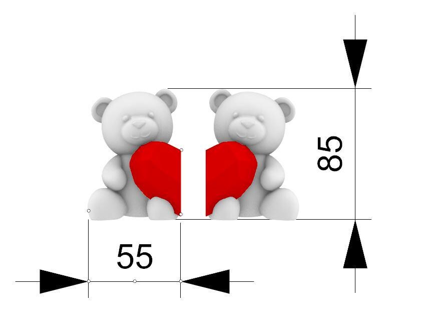 Valentine's Day Bear STL - Split Heart Teddy Bears 3D Print Model ...