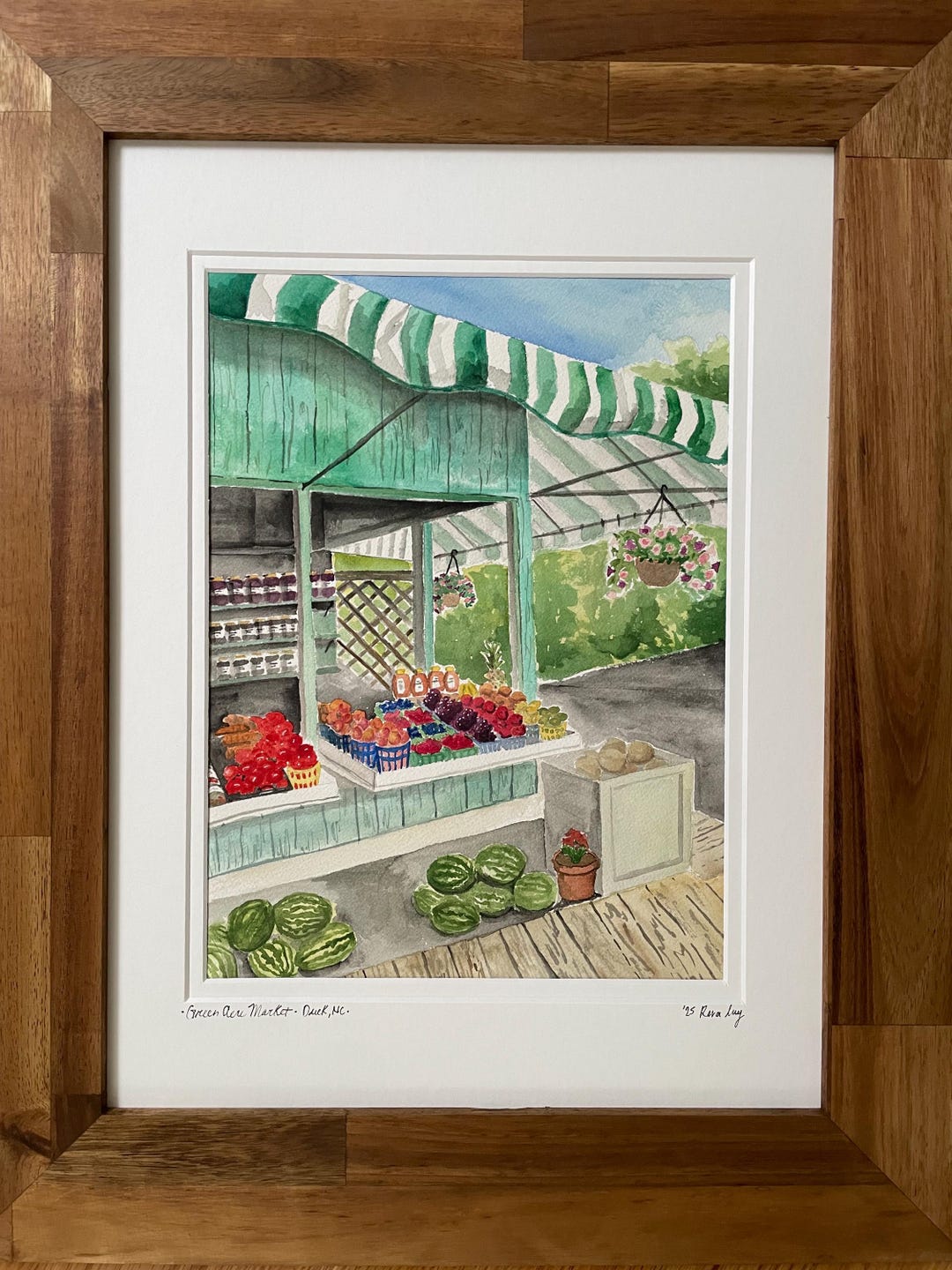 Green Acre Market Watercolor Painting: Beach House Kitchen Art - Etsy