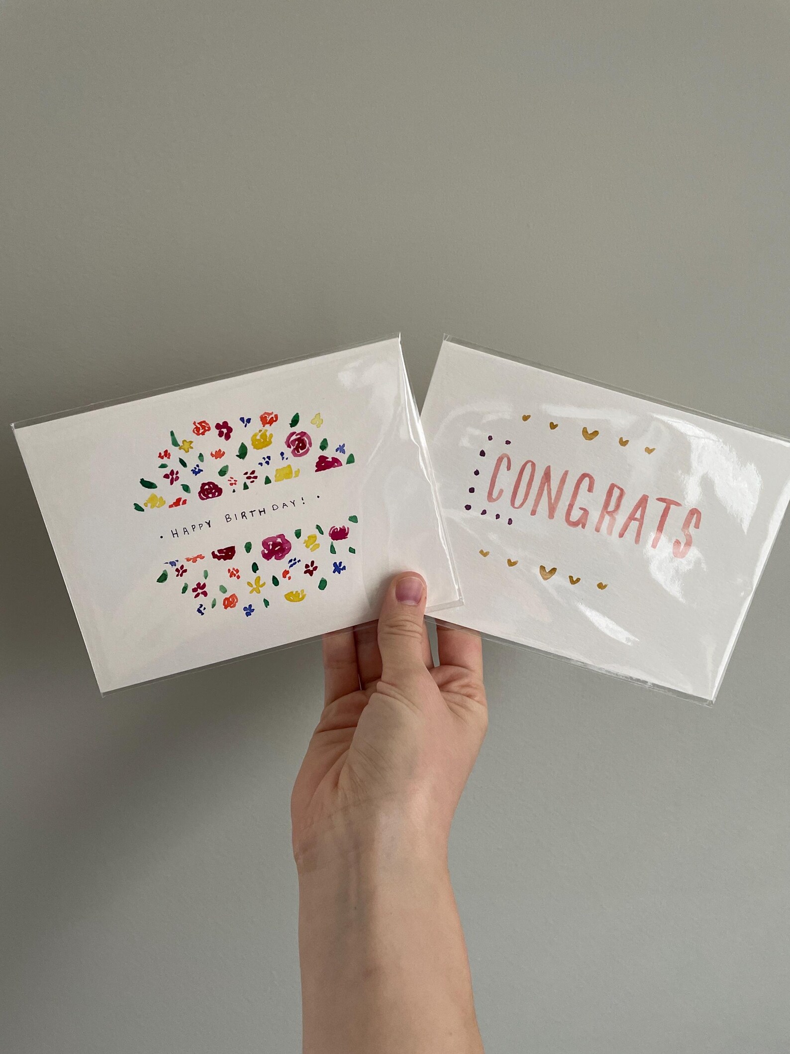 Assorted Pack of 5 Greeting Cards, Hand-painted Watercolor on ...