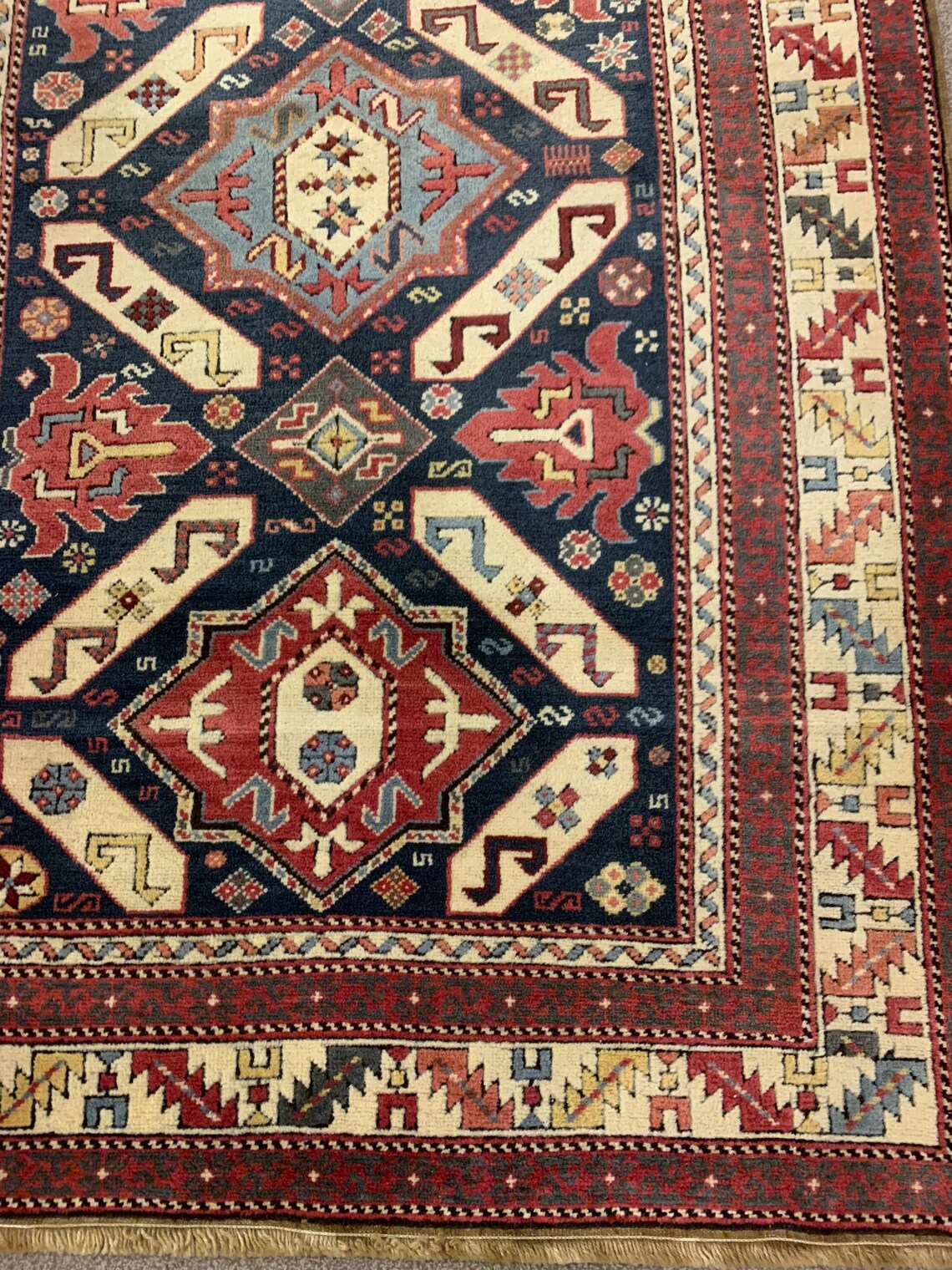 Turkish Handmade Wool Rug 3.10’’ X 5.10’’ Ft Border Pattern Vintage ...