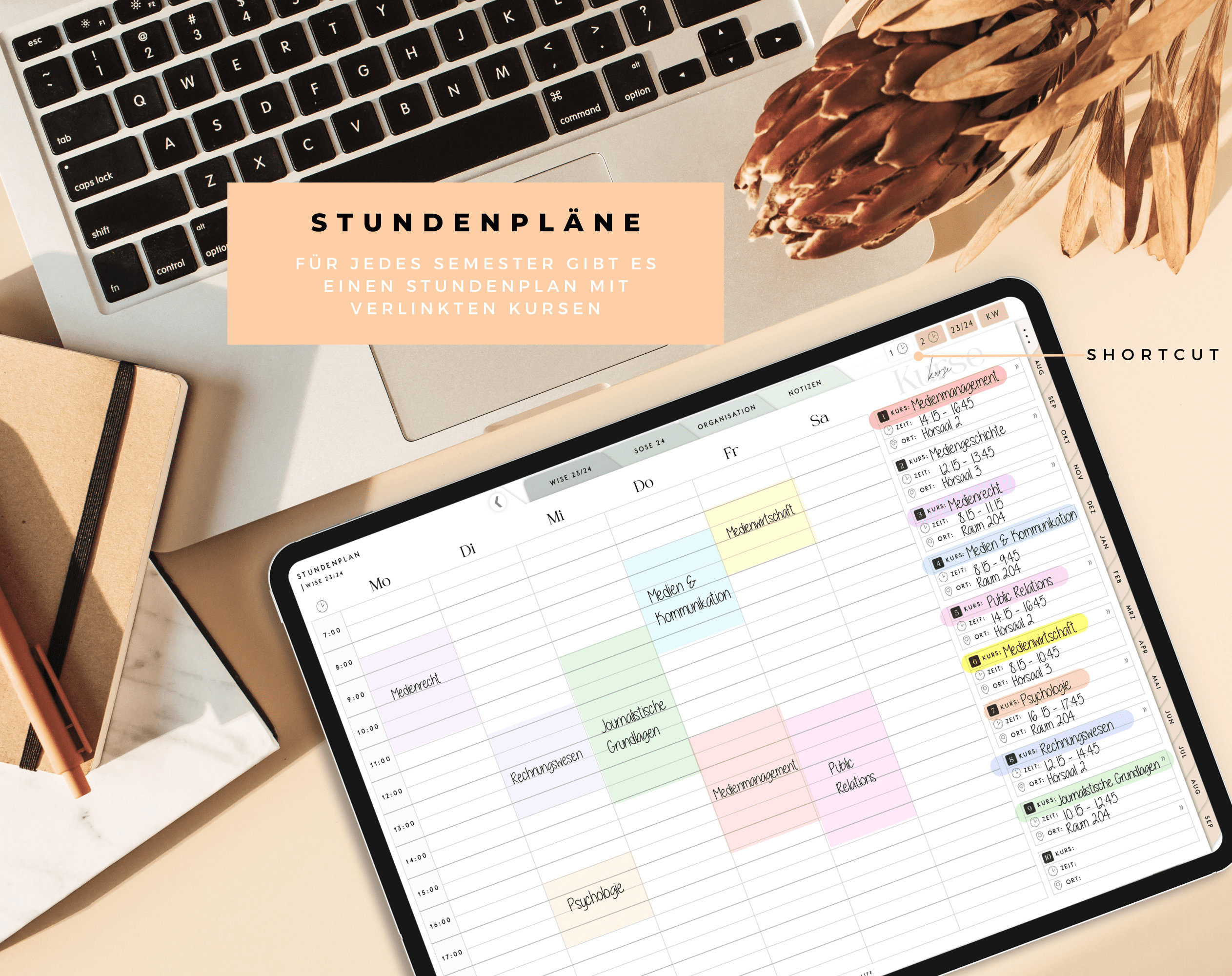 Digitaler Studienplaner 2023/24 BUNDLE // Digitaler Semesterplaner digitales Notizbuch / Mit ...