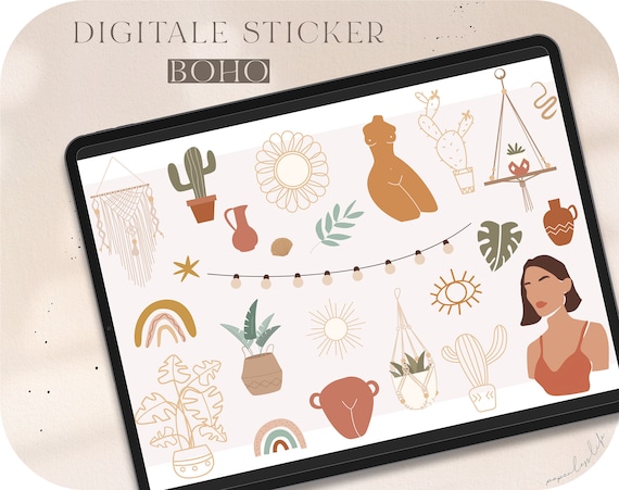 24 Boho Stickers // Digital Planner Stickers for Goodnotes - Etsy
