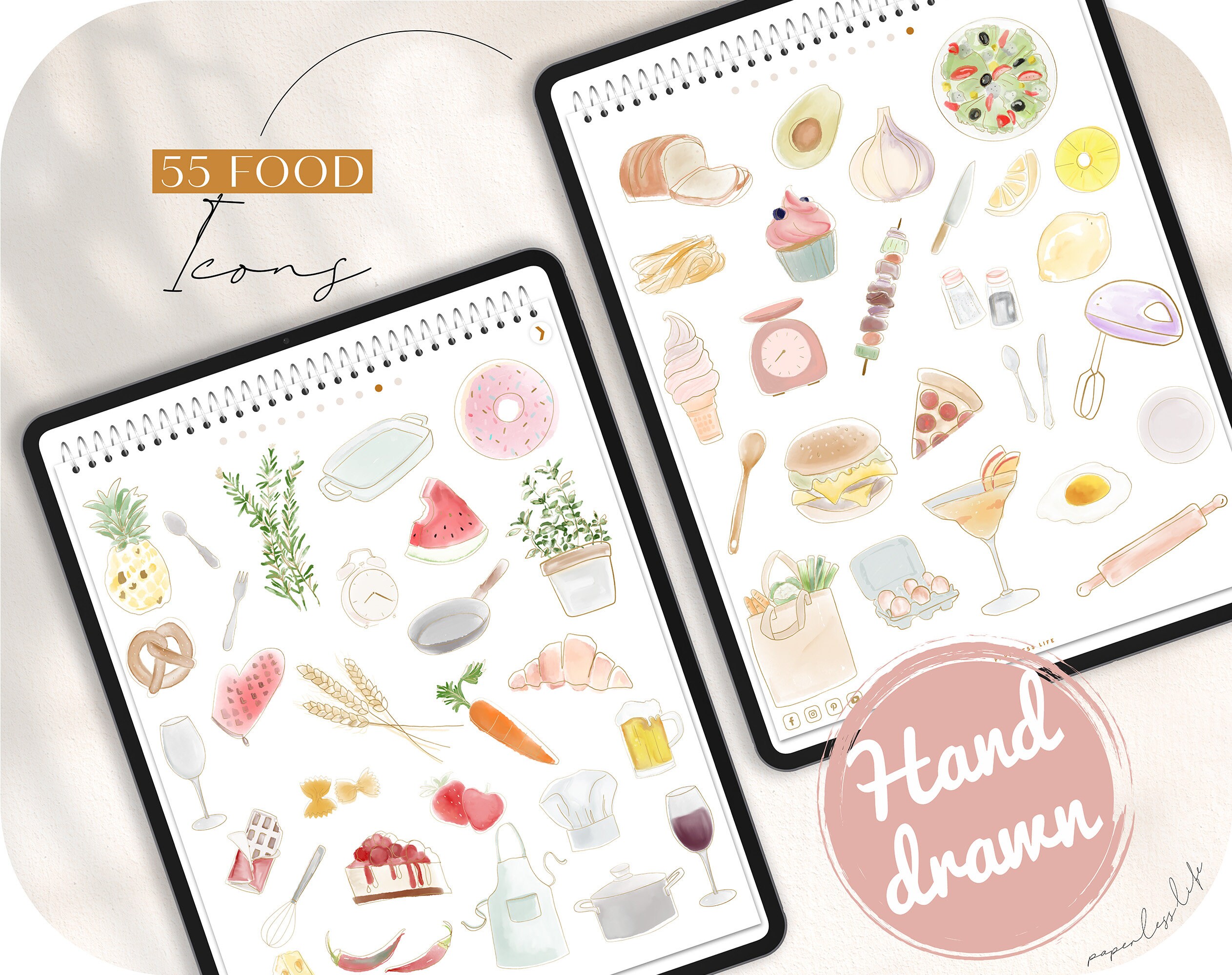 200 Digital Stickers Food Mood // for Goodnotes, XODO, Noteshelf ...