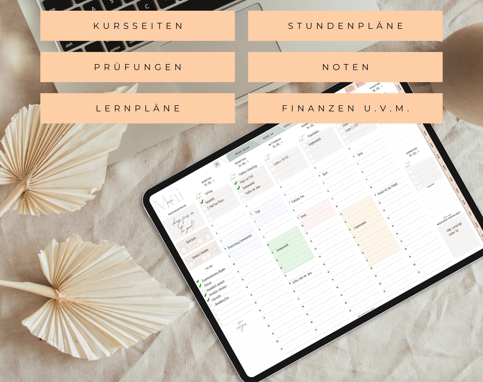 Digitaler Studienplaner 2023/24 BUNDLE // Digitaler Semesterplaner digitales Notizbuch / Mit ...