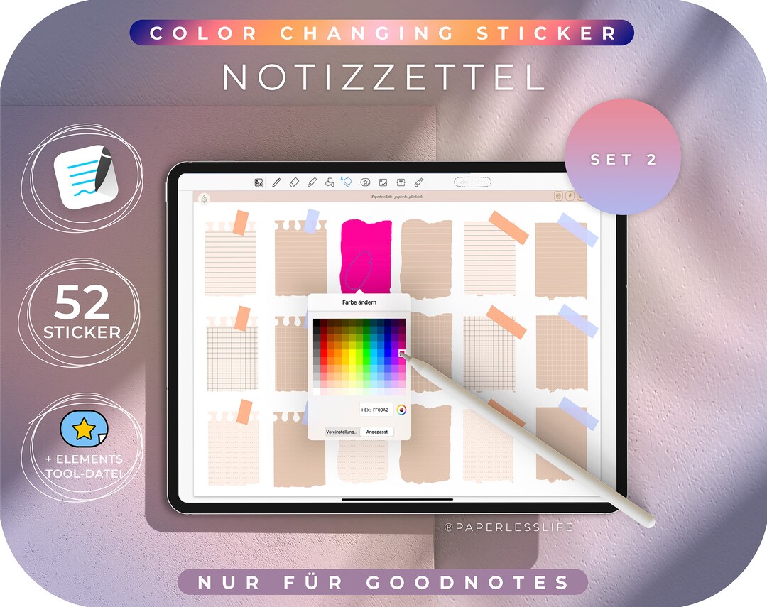 120 Color Changing Goodnotes Sticker Torn Paper Set 2 // Sticky Notes ...