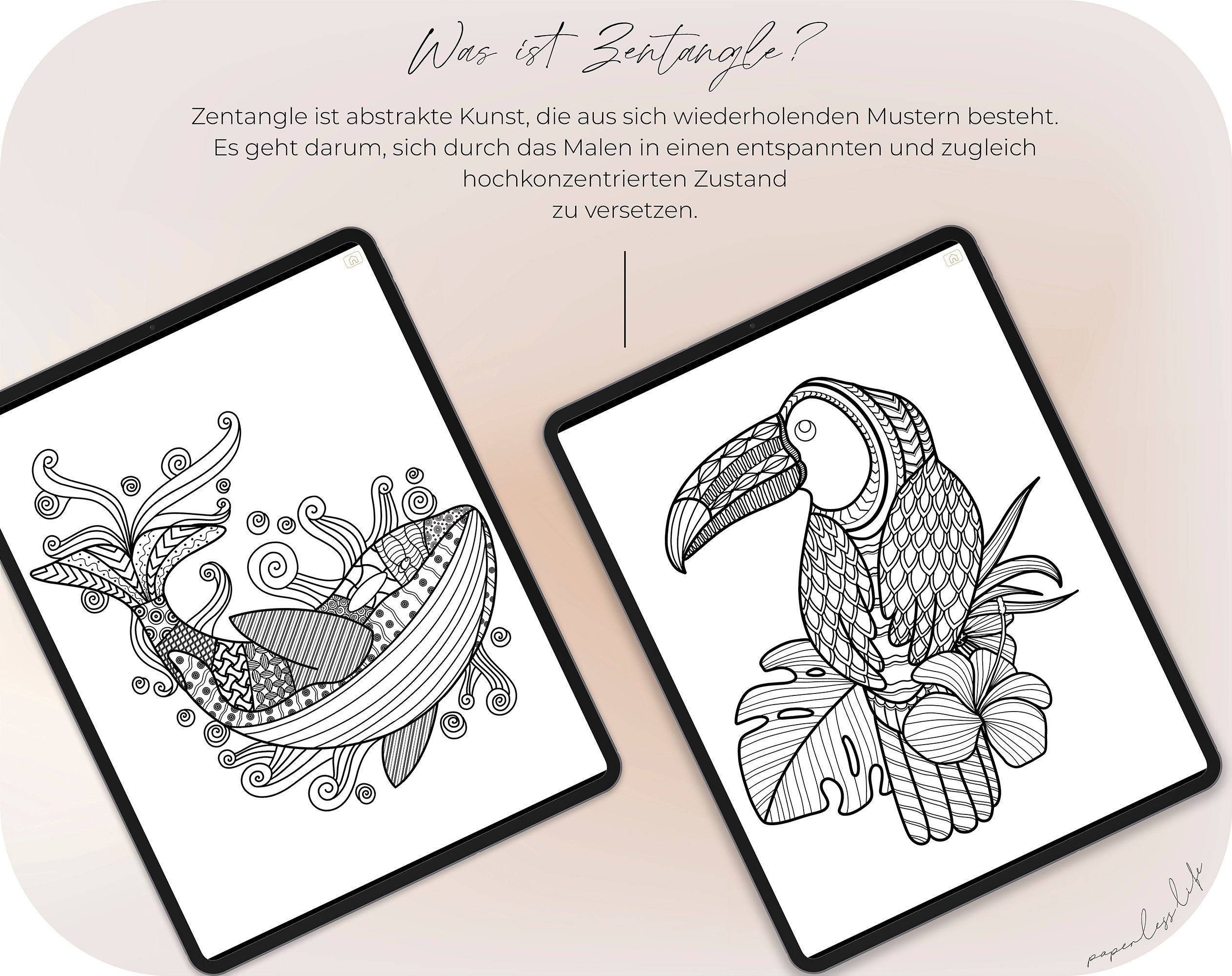 Digital Coloring Book Zentangle // Digital Coloring Book for Your iPad ...