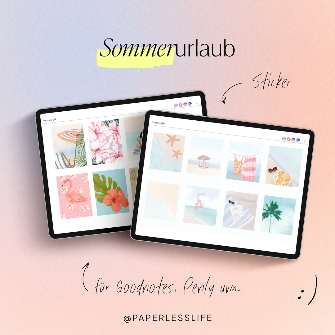 212 Digital Stickers Summer Vacation | for Goodnotes, Penly, Samsung ...