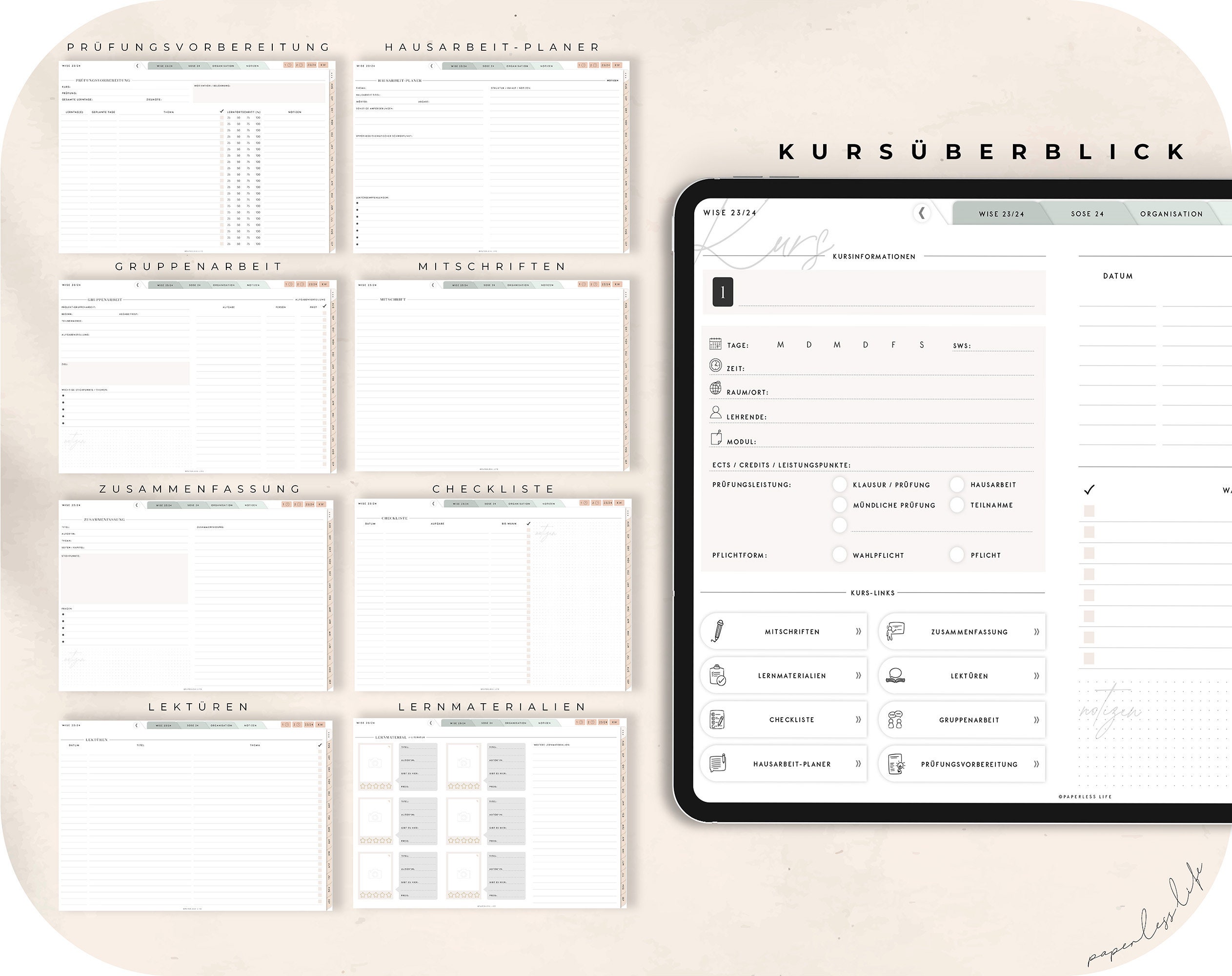 Digitaler Studienplaner 2023/24 BUNDLE // Digitaler Semesterplaner ...