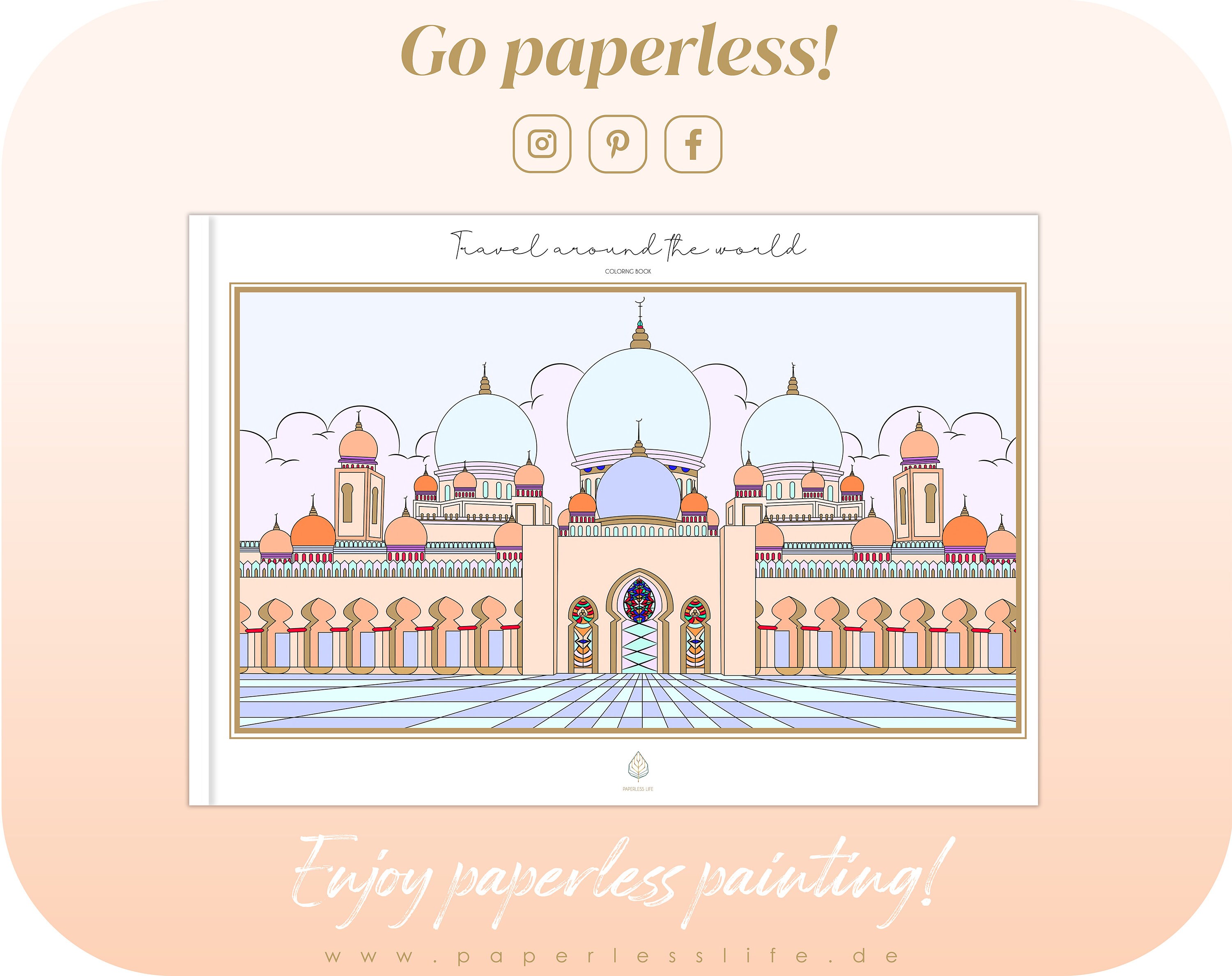 Digital Coloring Book for iPad With Tabs // Around the World - Etsy