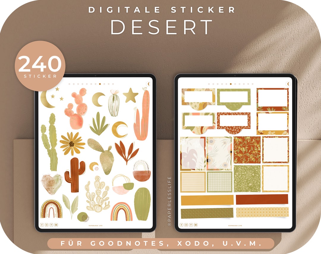 240+ Digital Stickers Boho Desert // for Goodnotes, XODO, Noteshelf - Etsy