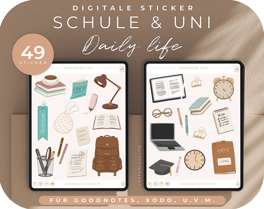 49 Digital Stickers University and School // Goodnotes Stickers for ...