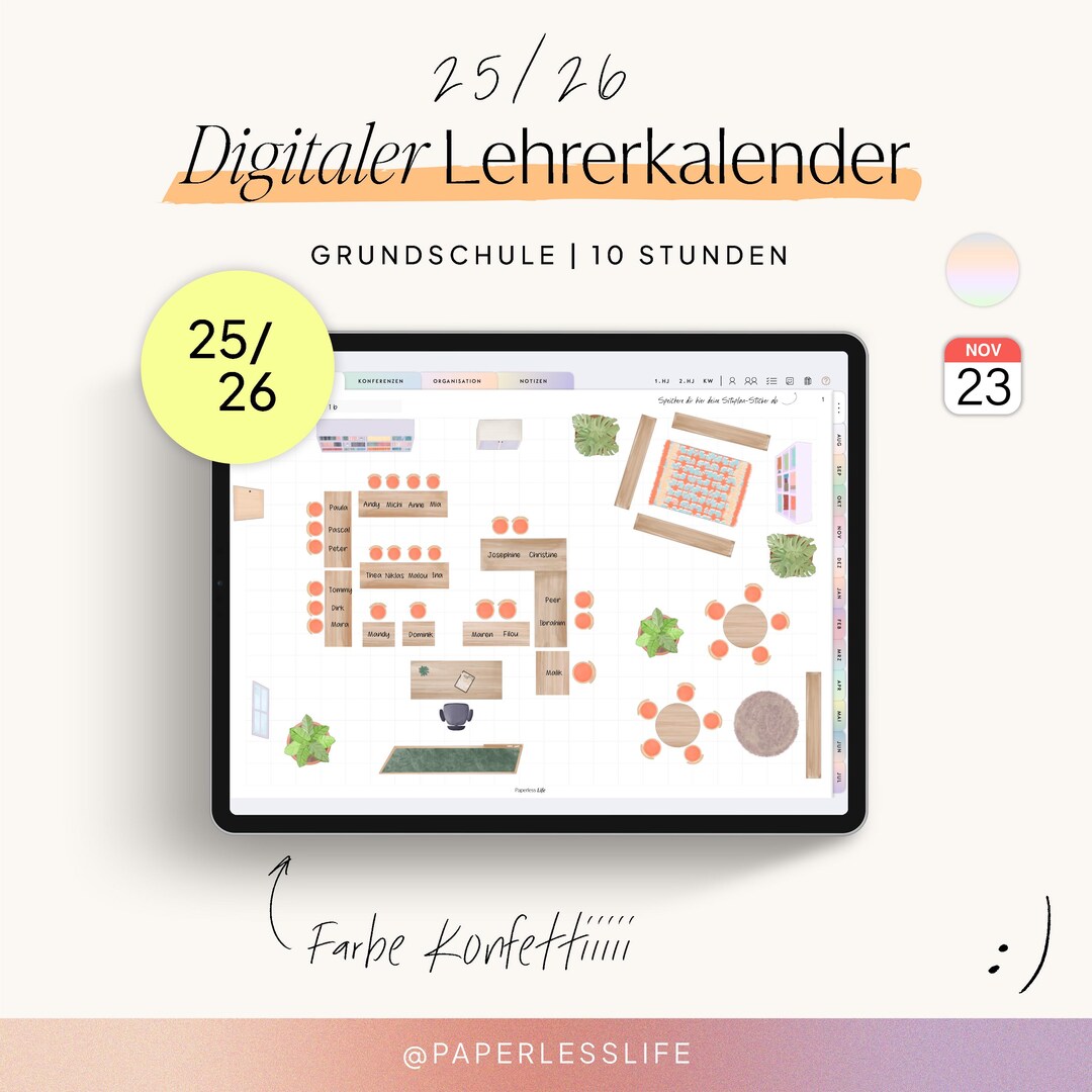 Digital Teacher Calendar 25/26 | Teacher Planner for Primary School ...