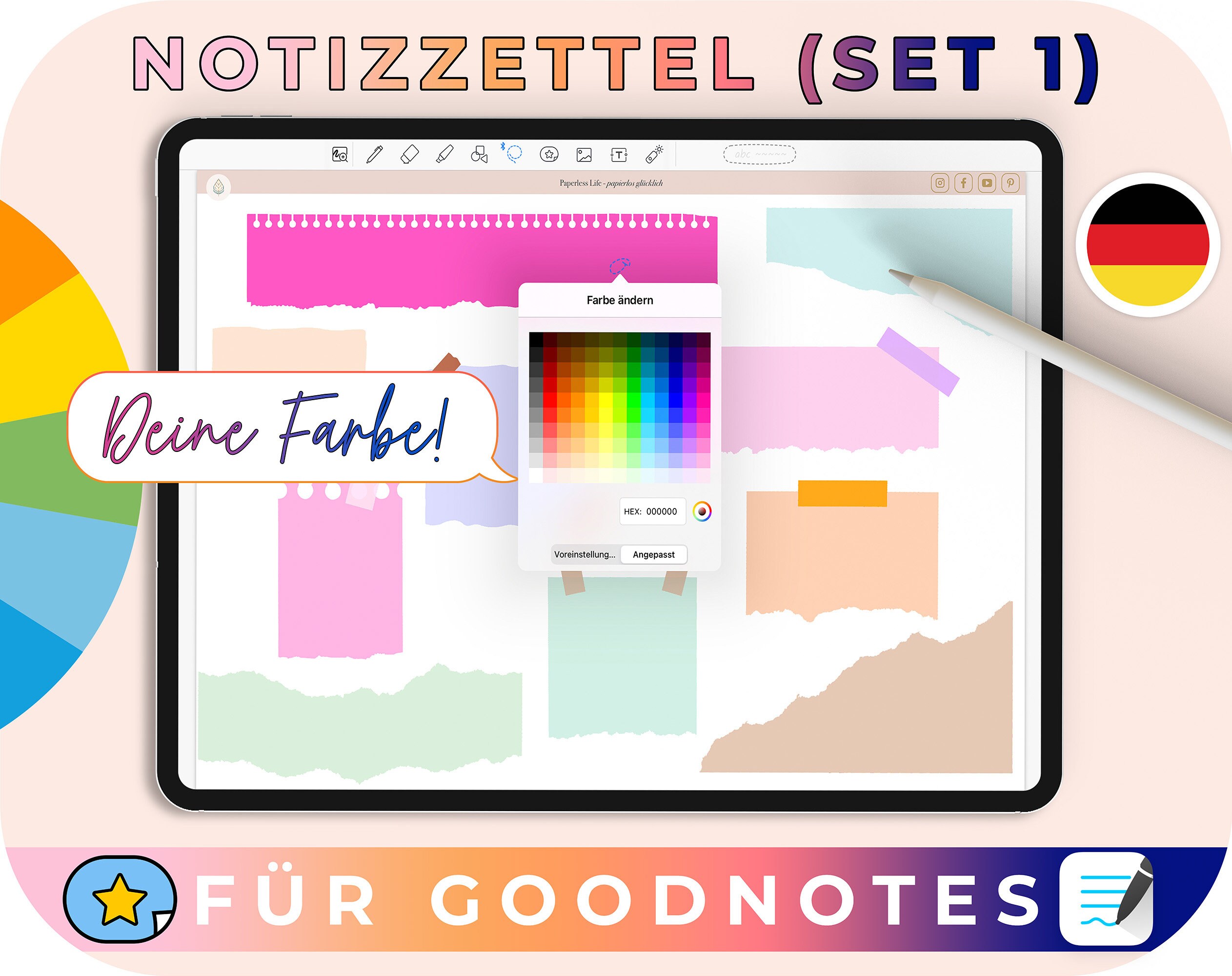 20 Color Changing Goodnotes Sticker Torn Paper Set 1 // Nur - Etsy