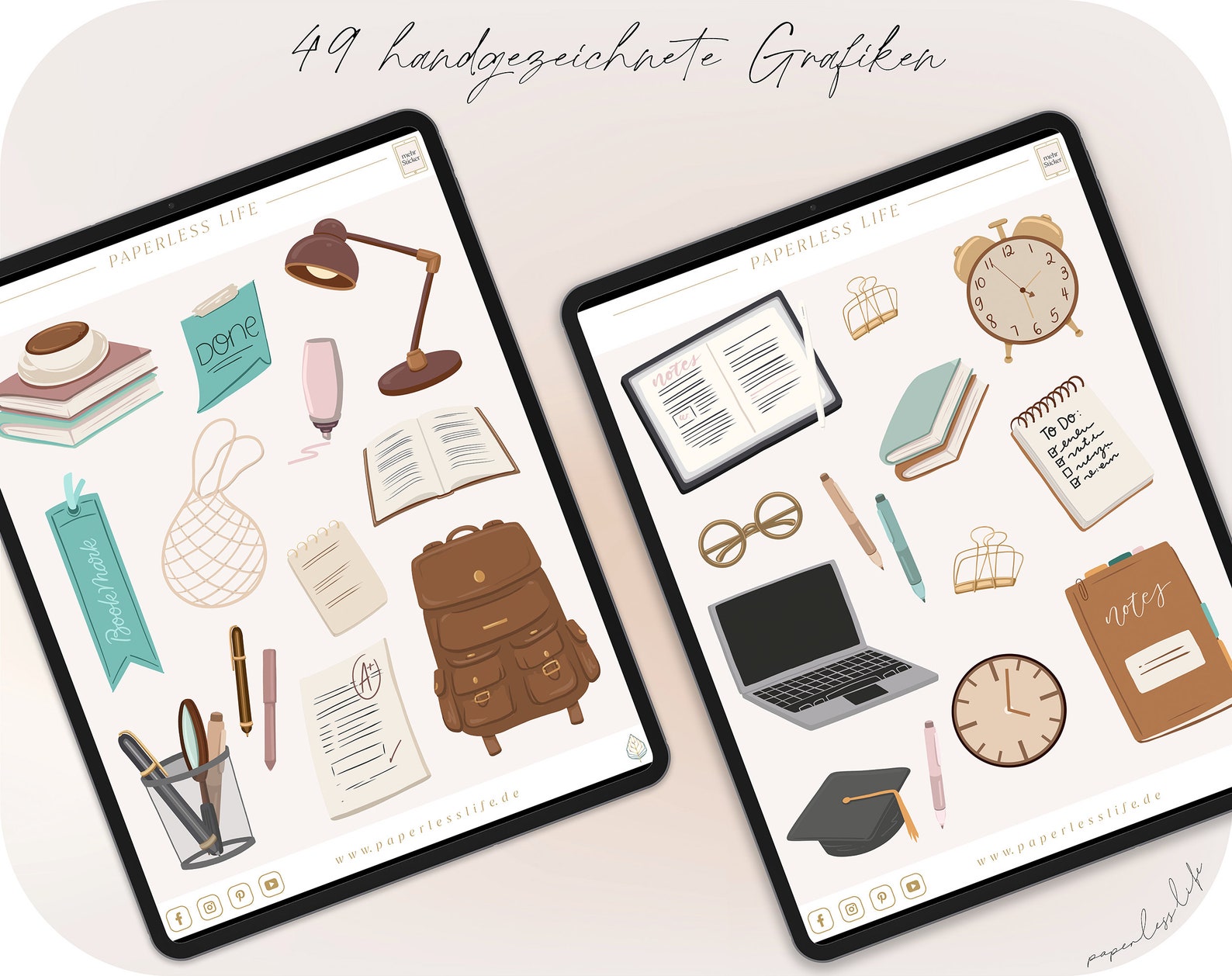 49 Digital Stickers University and School // Goodnotes Stickers for ...