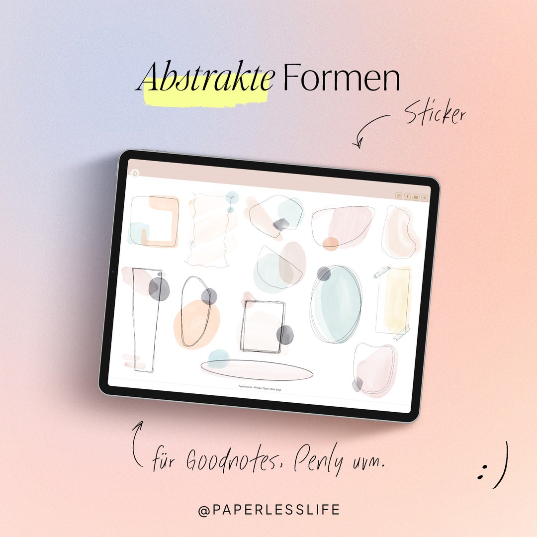 50 Digital Stickers Abstract Shapes for Goodnotes, Samsung Notes, Penly ...