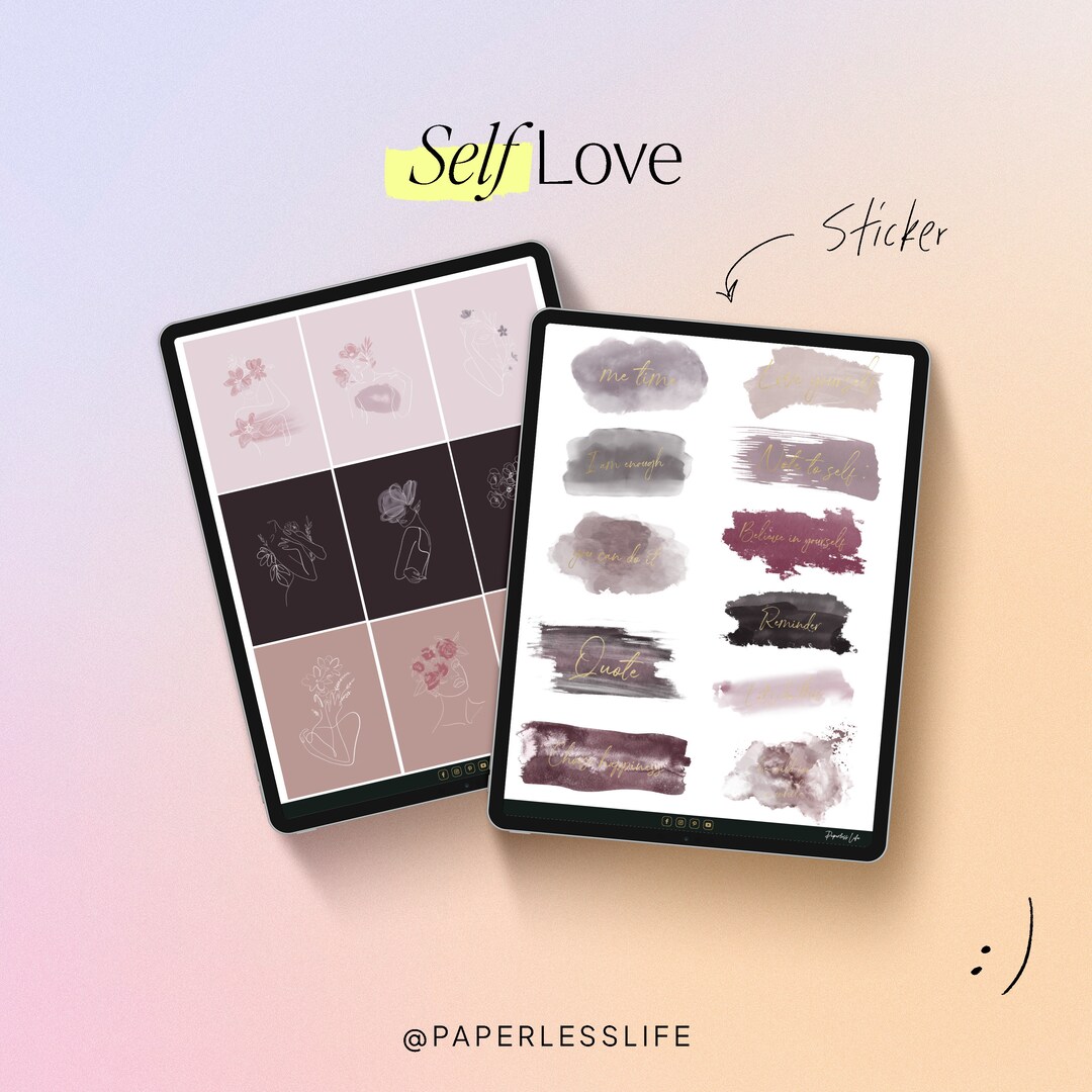 130+ Digital Stickers Self Love | Self-love Stickers | for Goodnotes ...