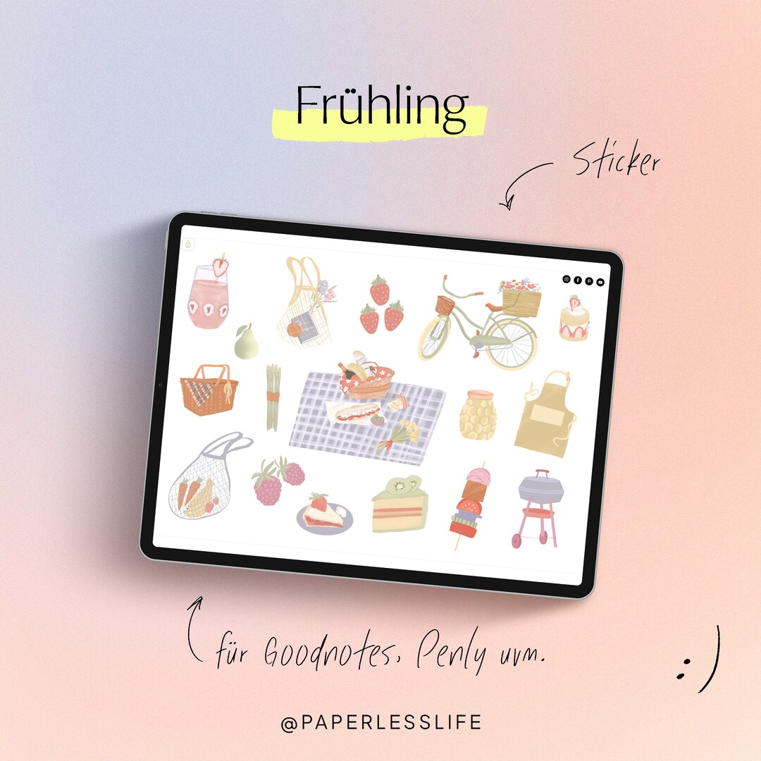 100 Digital Stickers Spring for Goodnotes, Penly, Samsung Notes and ...