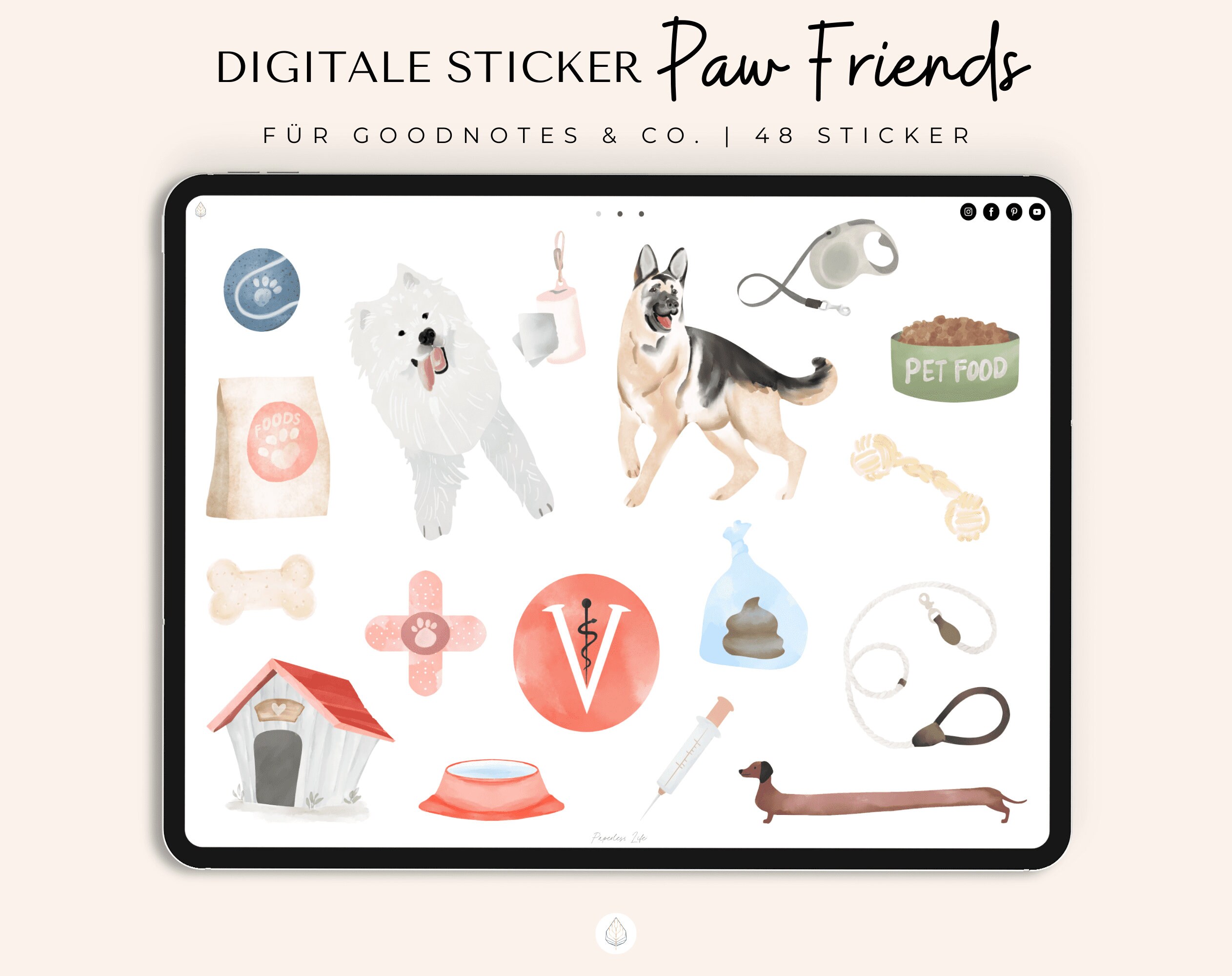 48 Digital Stickers Dogs // for Goodnotes, XODO & Co. - Etsy