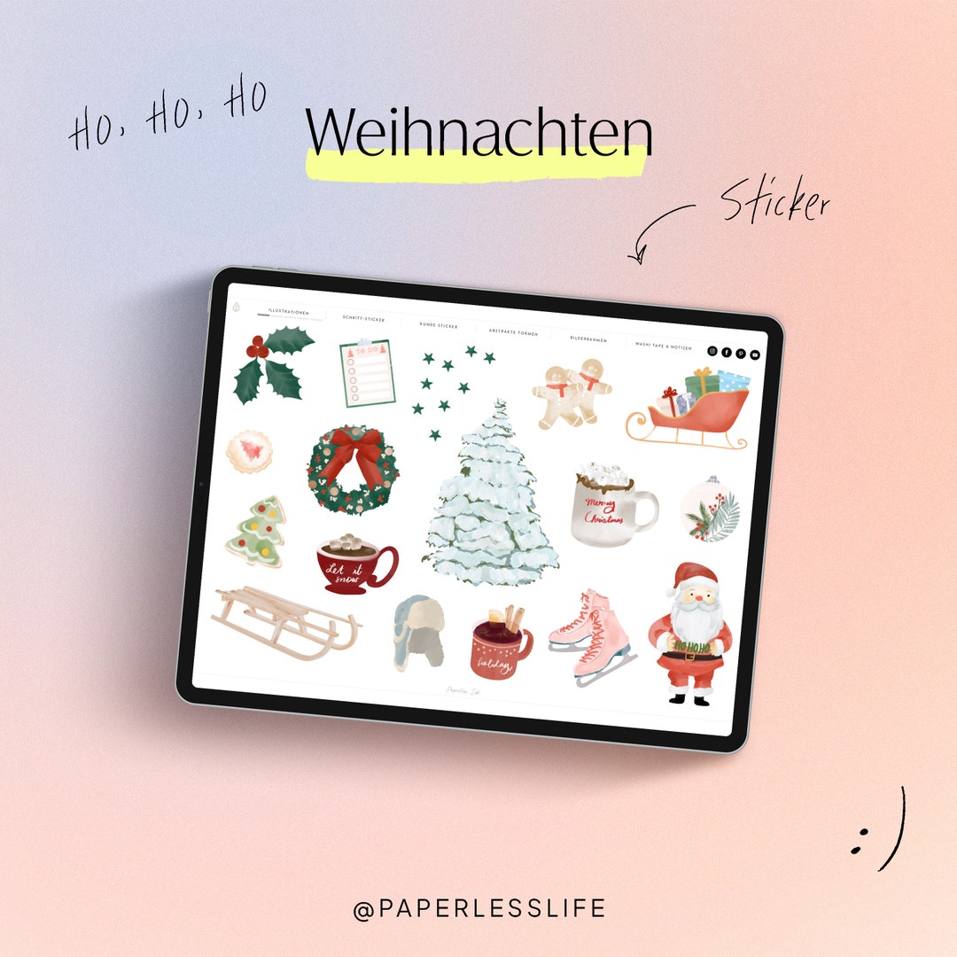 143 Digital Christmas Stickers for Goodnotes, Penly, Xodo, Samsung ...