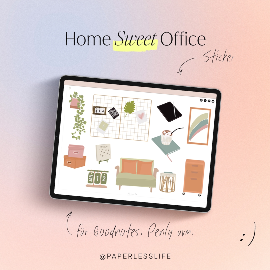100 Digital Stickers Home Sweet Office for Goodnotes, Penly, Samsung ...