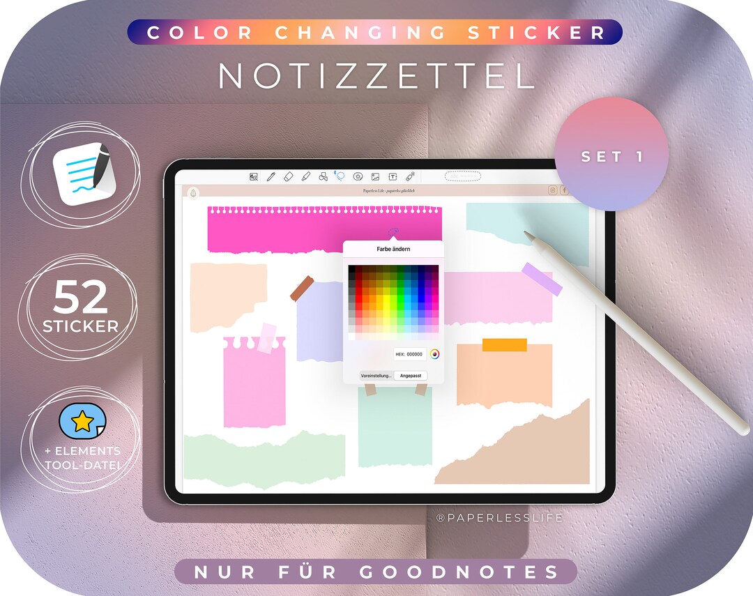 20 Color Changing Goodnotes Sticker Torn Paper Set 1 // Only for ...