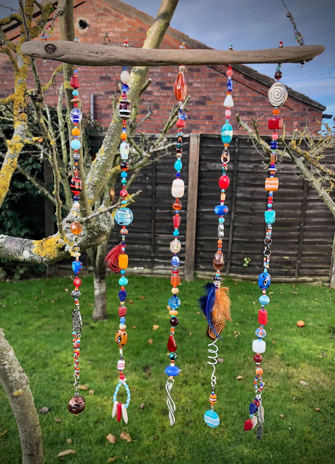 Wind Chime Native American Indian Inspired Driftwood Beads and Feathers ...