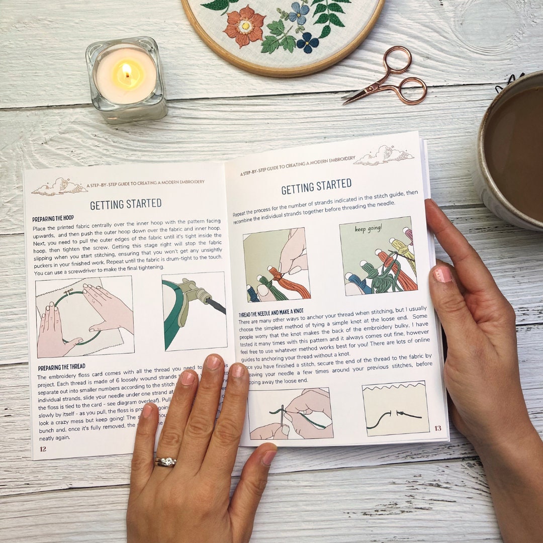 Floral Wreath: Full Embroidery Kit. Beginners Embroidery Kit. Modern ...