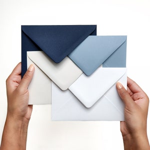 Dusty Blue Square Envelopes (155x155mm): Textured Wedding Invitation ...