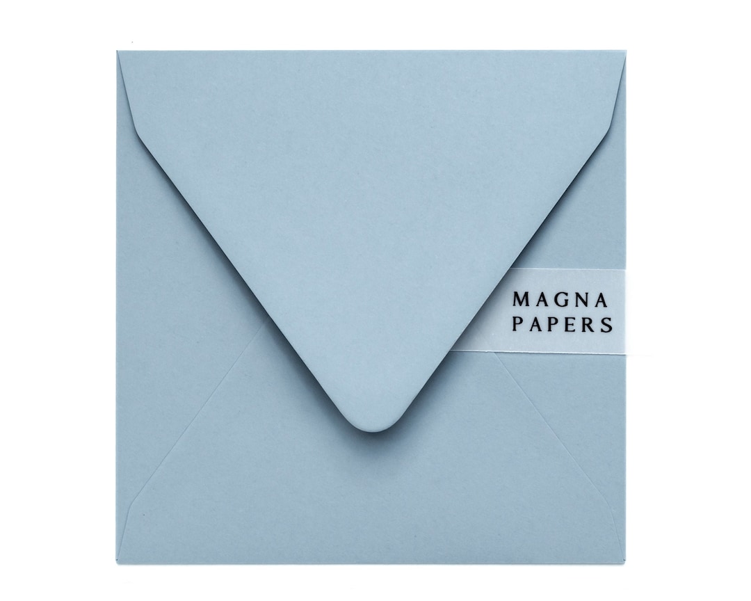 Dusty Blue Square Envelopes (155x155mm): Textured Wedding Invitation ...