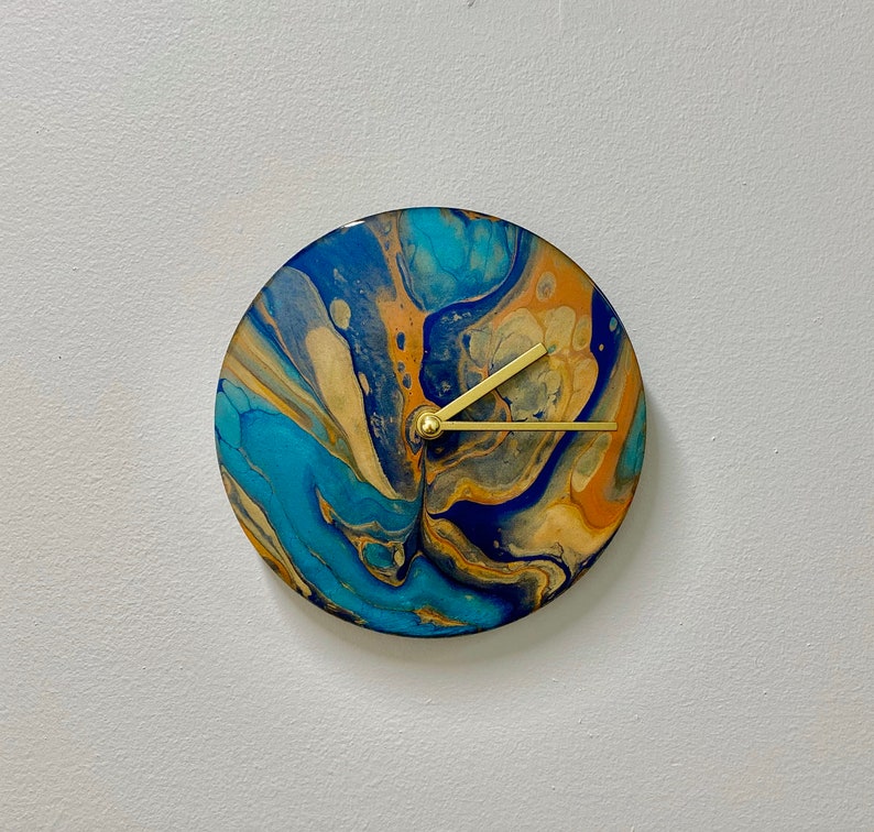 7.5 Fluid Acrylic Art Clock stand included | Etsy