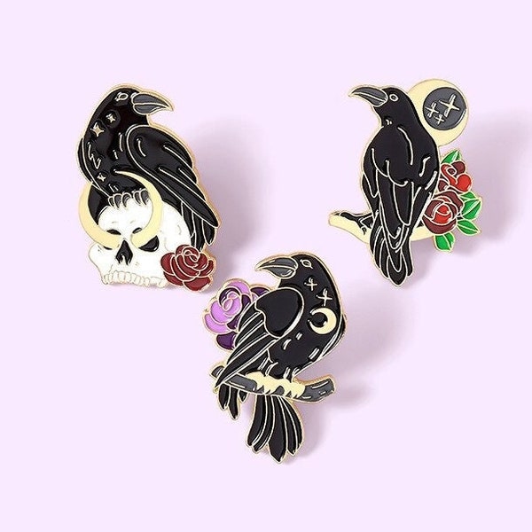 Crow Enamel Pin - Etsy