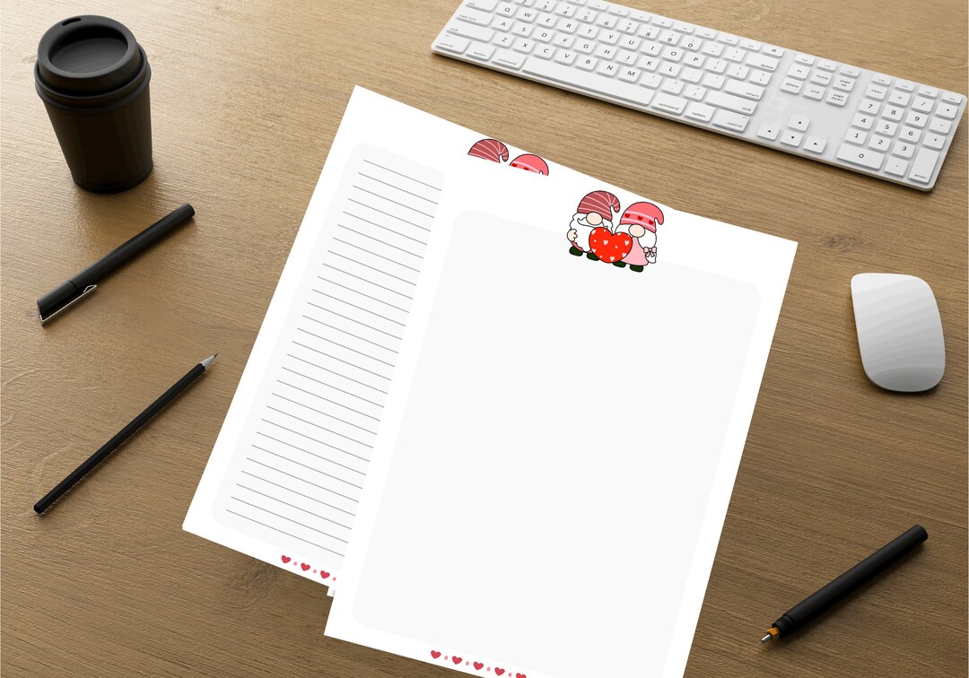 Printable Valentine's Day Stationary Cute Valentine's Day Gnomes ...