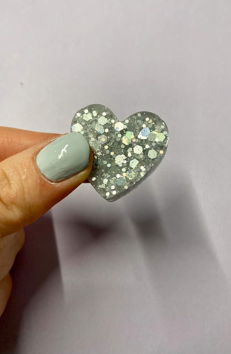 Chunky Glitter Heart Resin Magnets Set Fridge Magnets Heart cute ...