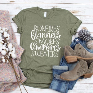 Bonfires Flannels S'mores Campfires Sweaters Autumn Shirt - Etsy