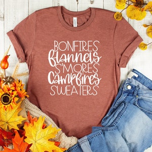 Bonfires Flannels S'mores Campfires Sweaters Autumn Shirt - Etsy