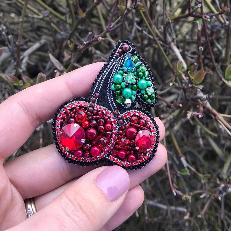 Cherry Brooch - Etsy