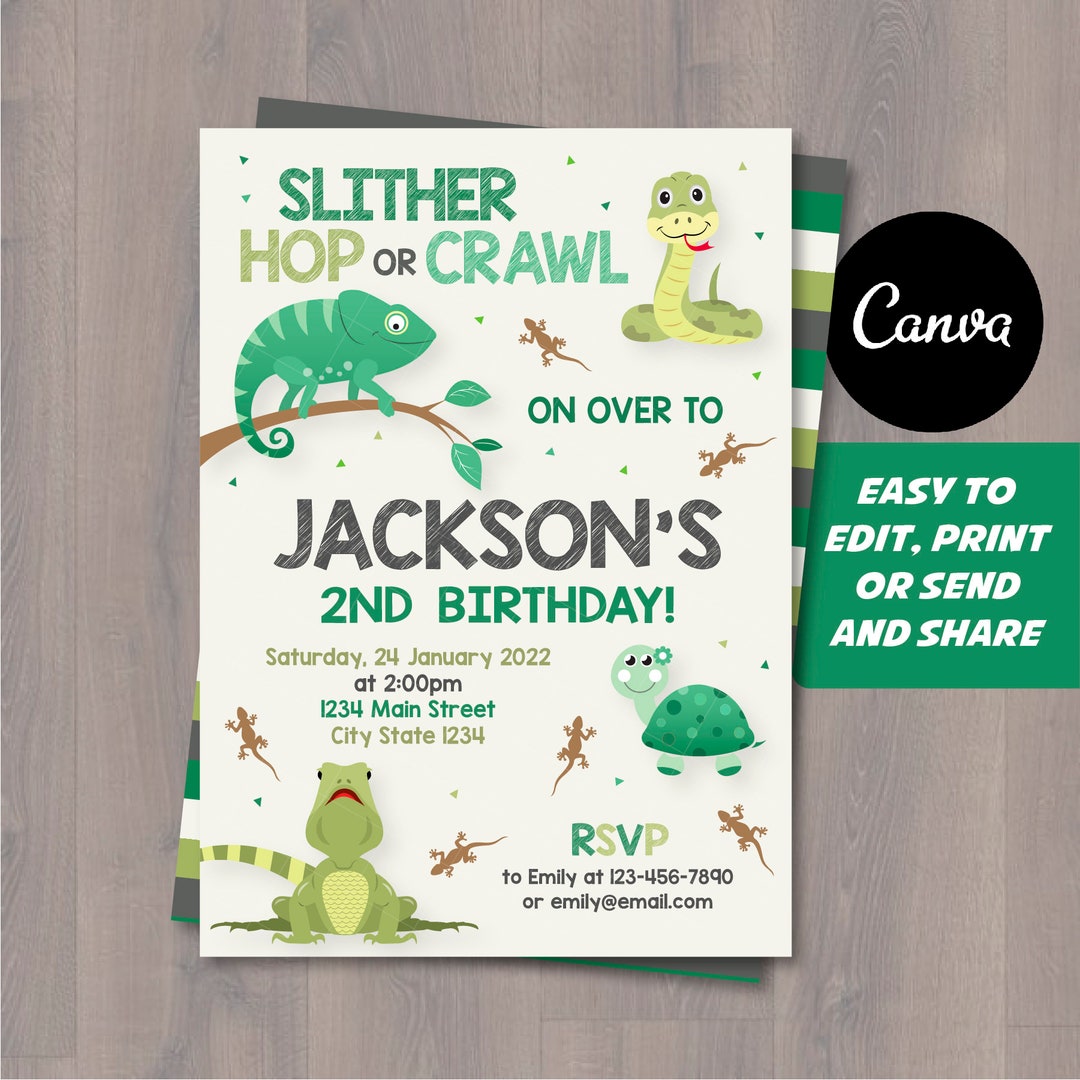 Editable, Reptiles Invitation, Reptiles Birthday, Reptile Invite ...