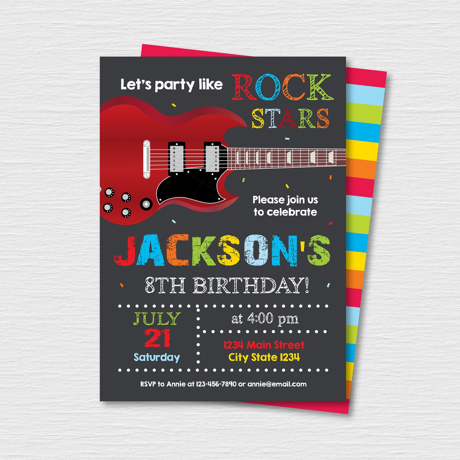 Editable Rock Star Birthday Invitation Rock Stars Party - Etsy