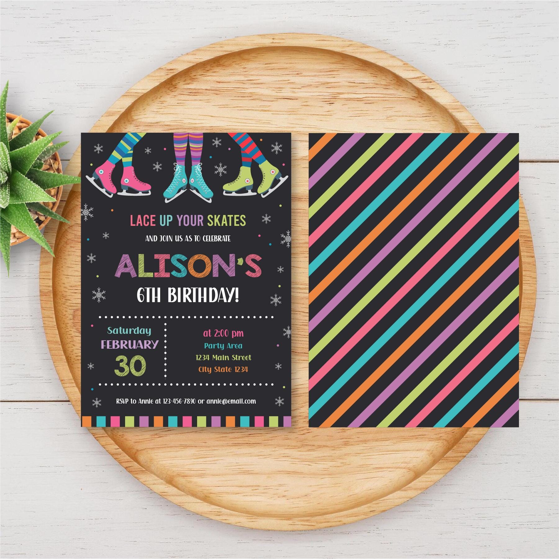 Editable, Ice Skating Birthday Invitation, Ice Skating Invite, Ice Rink ...