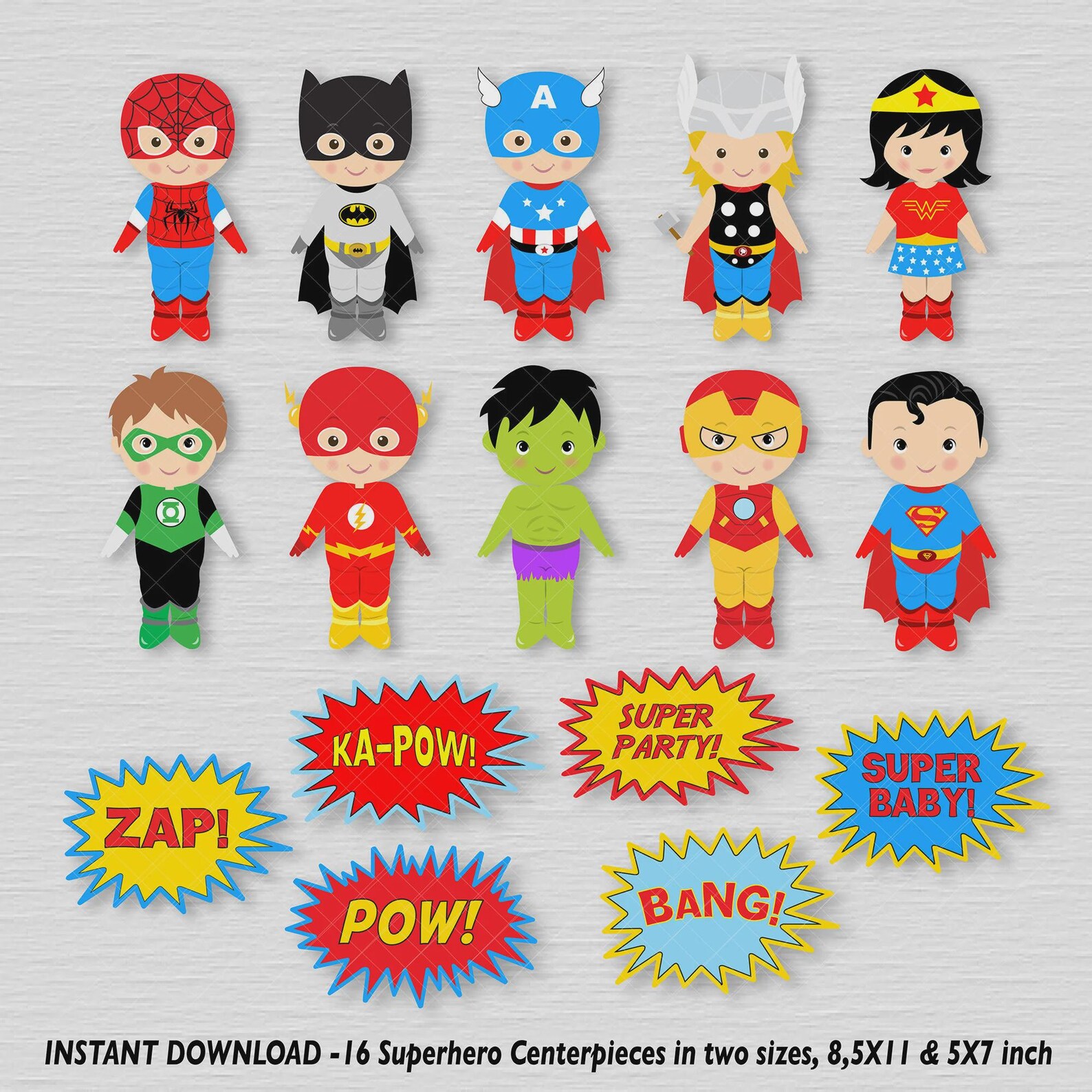 Superhero Centerpieces, Superheroes Cake Topper, Superhero Birthday ...