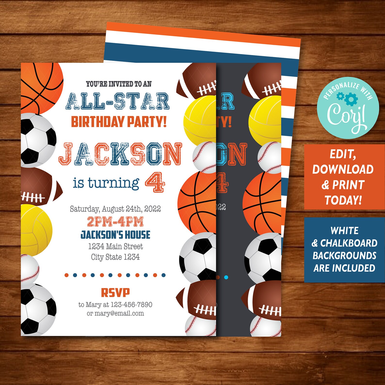 Self Editable All-star Birthday Invitation All-star Party - Etsy