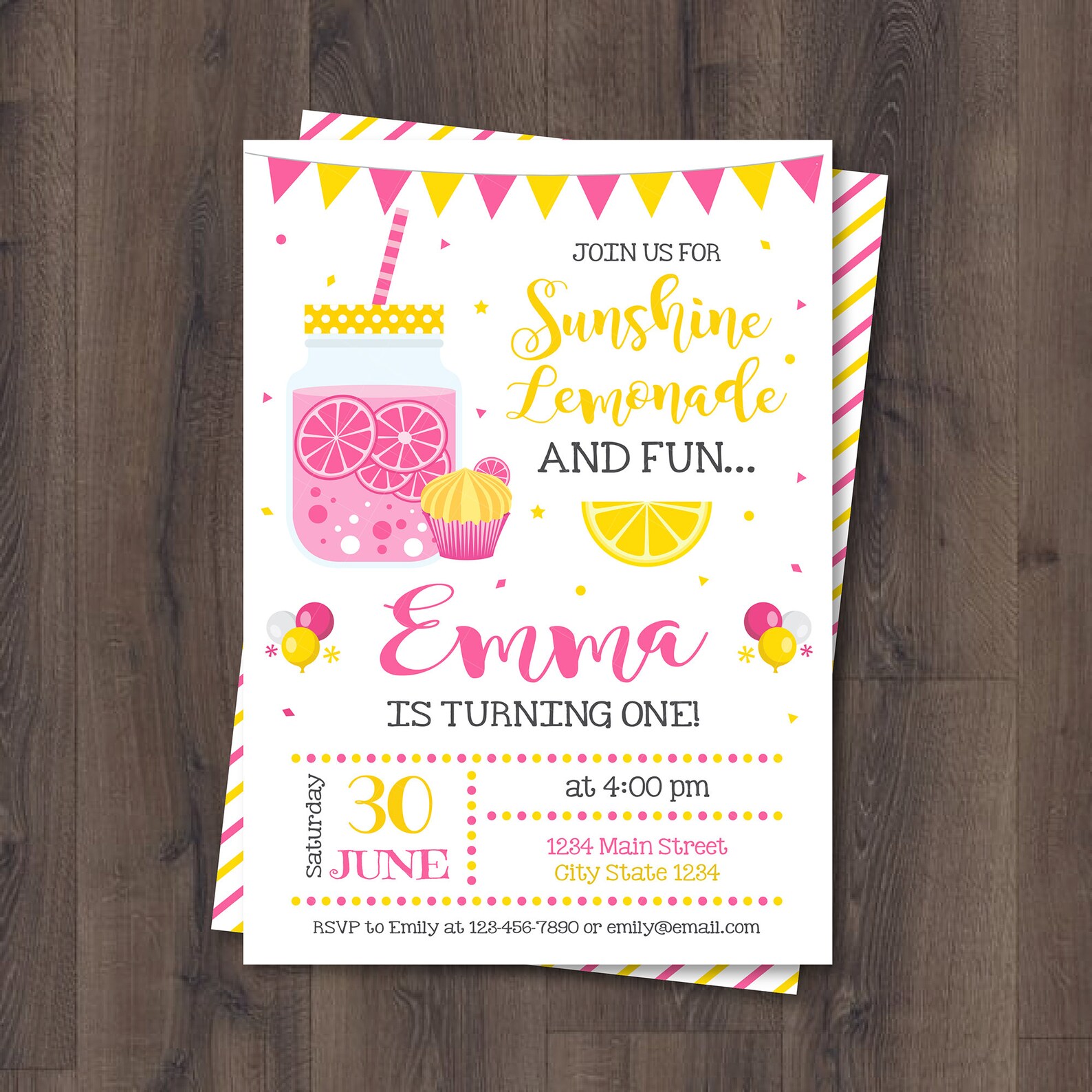 EDITABLE Lemonade Birthday Invitation Lemonade Party | Etsy