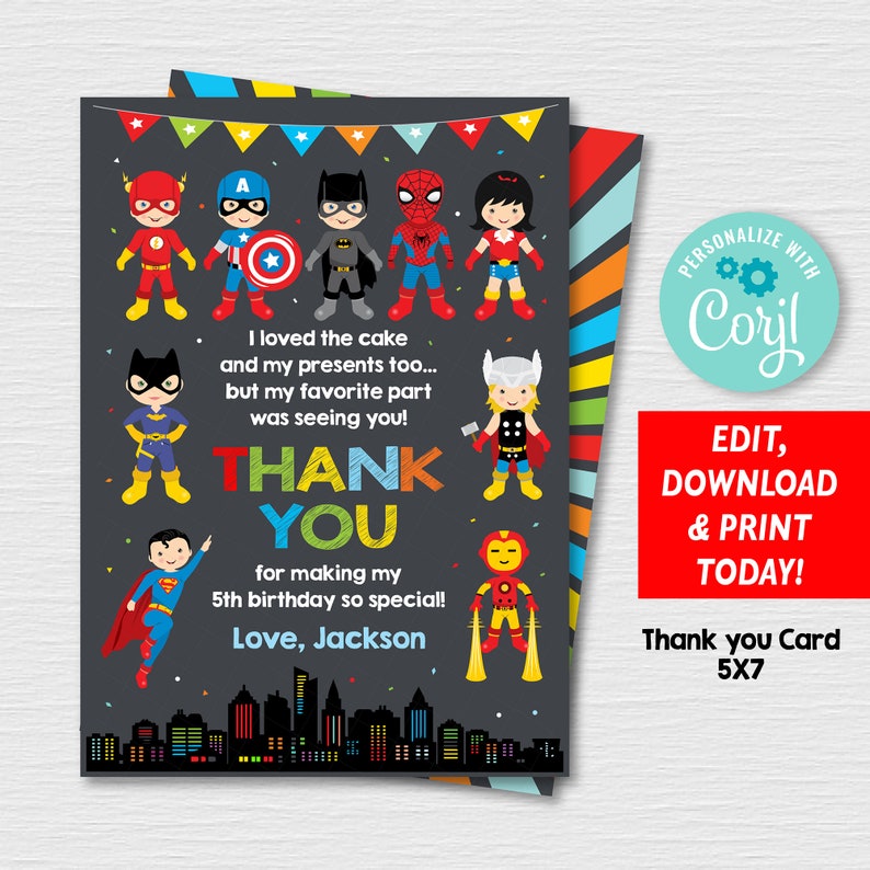 Editable Superhero Birthday Printable Package Superhero - Etsy