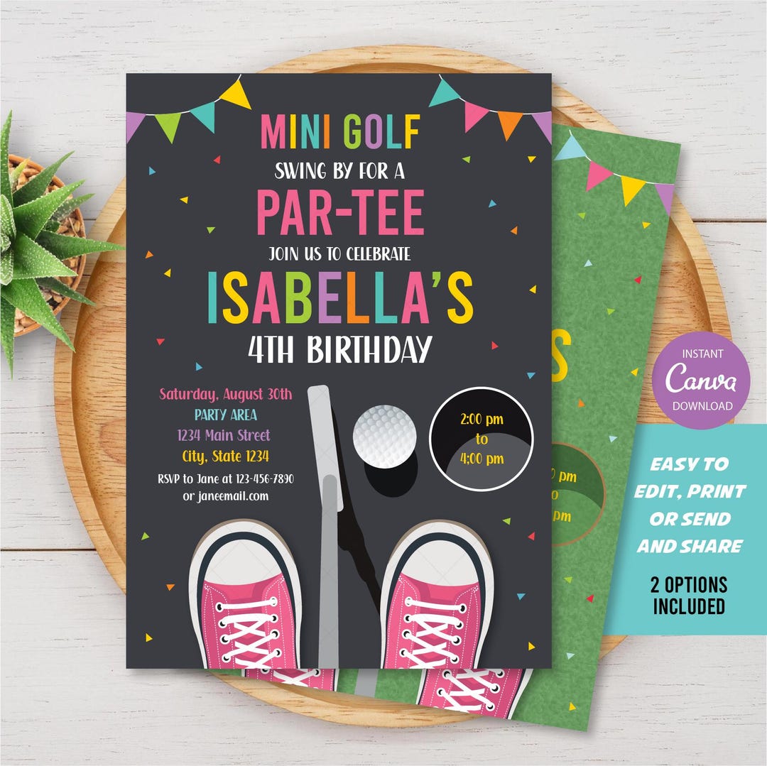 Editable Mini Golf Birthday Invitation, Girls Golf Party, Girls Golf ...